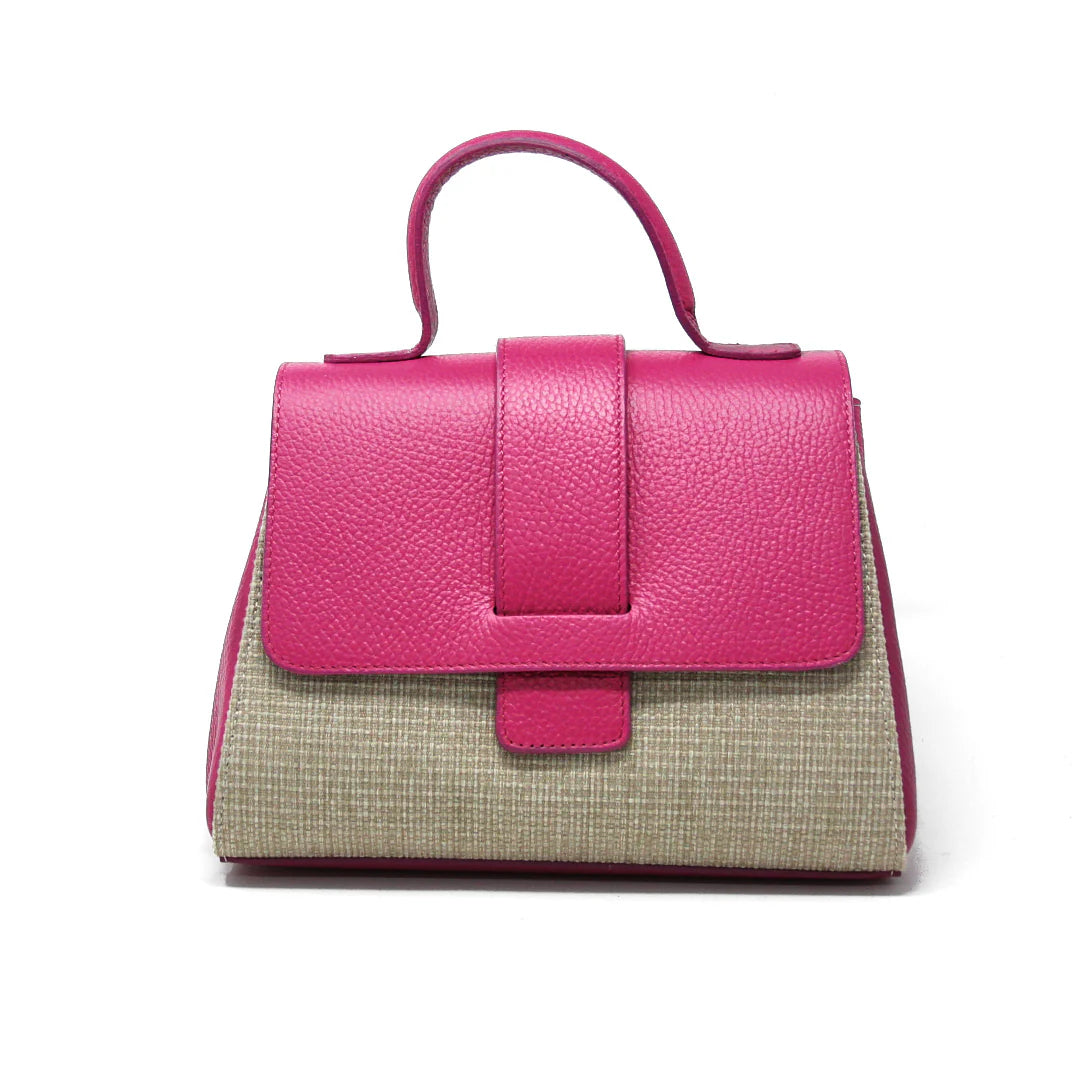 German Fuentes Genuine Italian Leather + Raffia Top Handle Crossbody ...